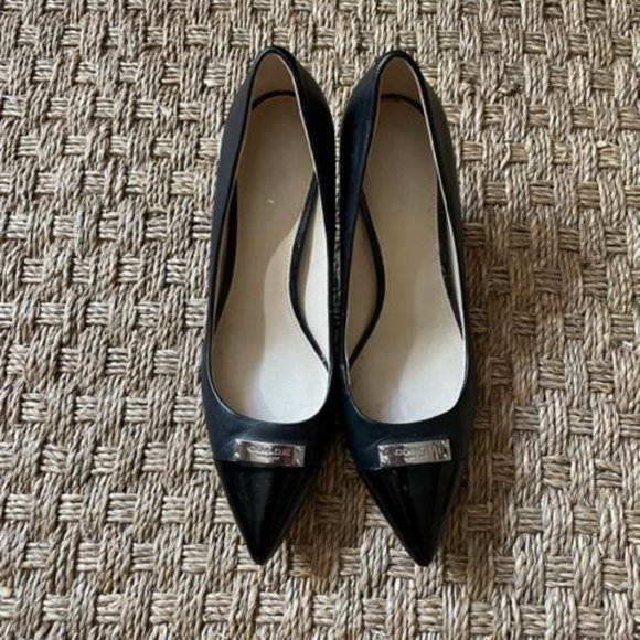 Coach | Shoes | Coach Black Calfskin And Patent Leather Pumps With ...